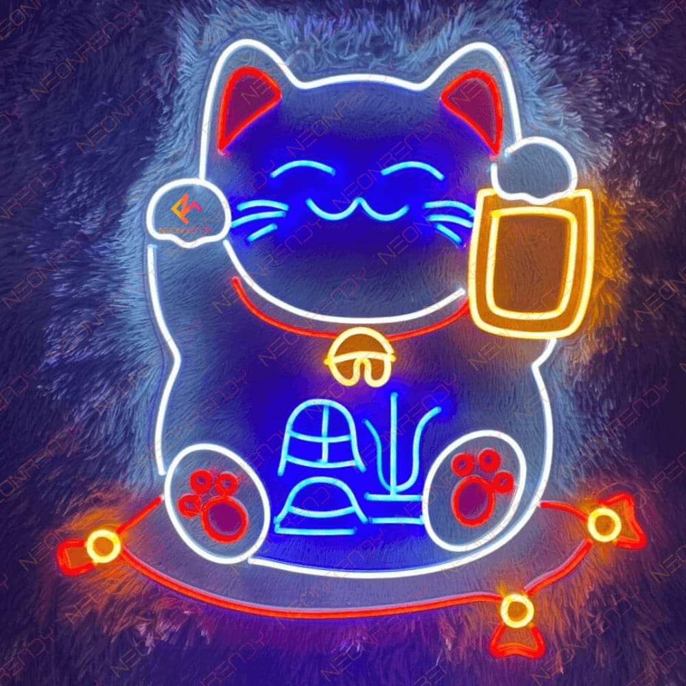 Lucky Cat Neon Sign Animal Japanese Customizable Led Light - NeonReady